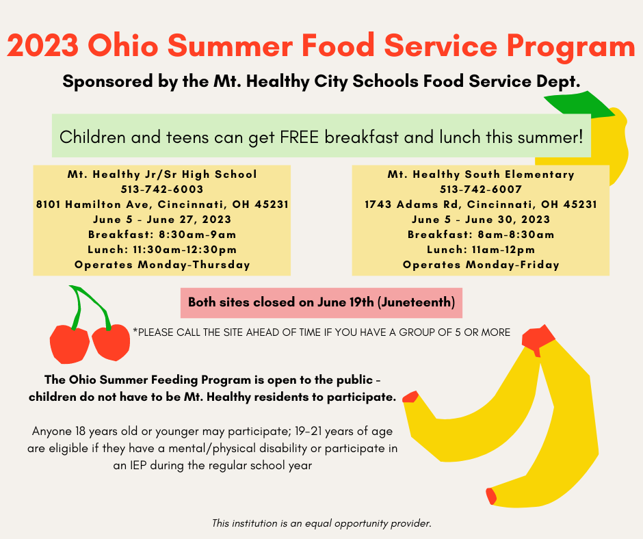 2023 Ohio Summer Food Service Program | Mt. Healthy South Elementary